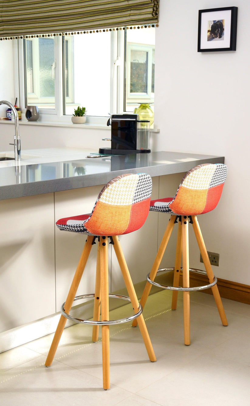 Barcelona Bar Stools - Multicoloured Patchwork - Bargainia – Bravich LTD